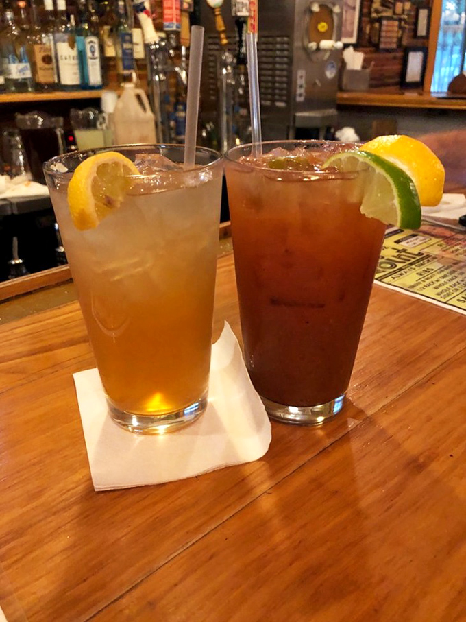 These aren't just drinks&mdash;they're the perfect palate cleansers between bites of smoky perfection. The citrus garnish is showing off.