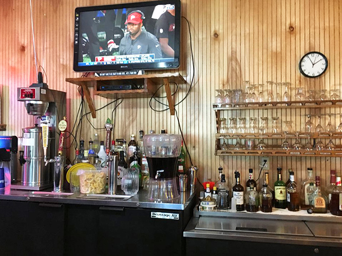 A well-stocked bar ready to pour whatever helps you wash down those crab cakes. Sometimes the perfect pairing is just what you're in the mood for.