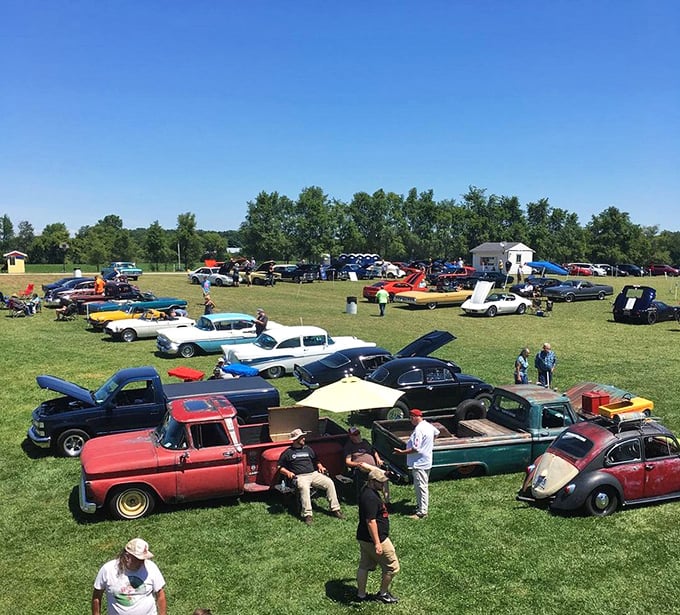 Classic car enthusiasts find the perfect backdrop for their vintage beauties at special events, where chrome gleams under the Ohio sun.
