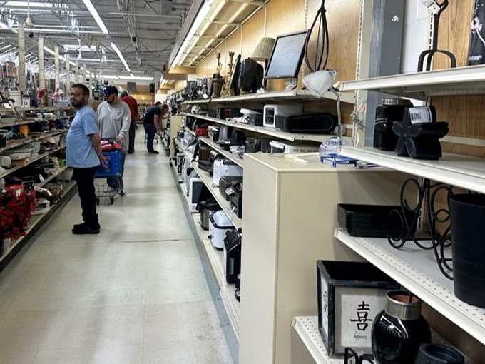 The electronics section: part museum of technological evolution, part gamble on whether that vintage stereo receiver will actually work when plugged in.