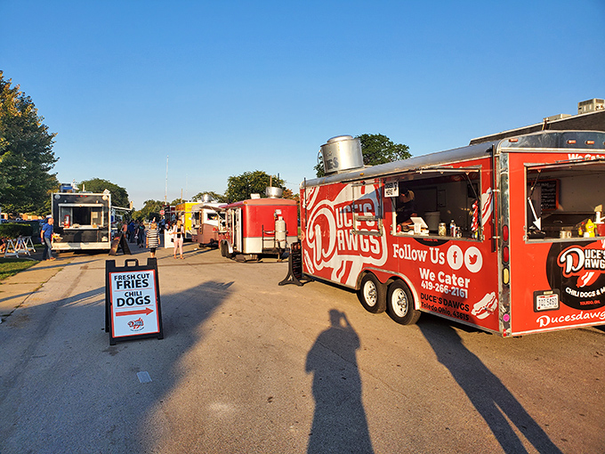 Food truck gatherings: where deciding what to eat becomes your most delicious dilemma of the day. Decision paralysis never tasted so good.