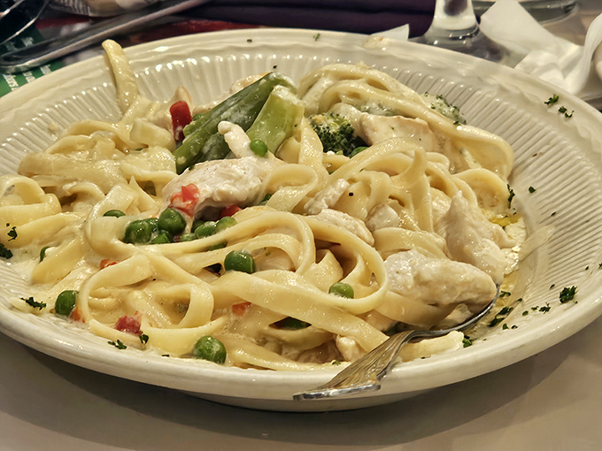Fettuccine primavera that's creamy without being heavy&mdash;a pasta performance where each vegetable plays its supporting role perfectly.
