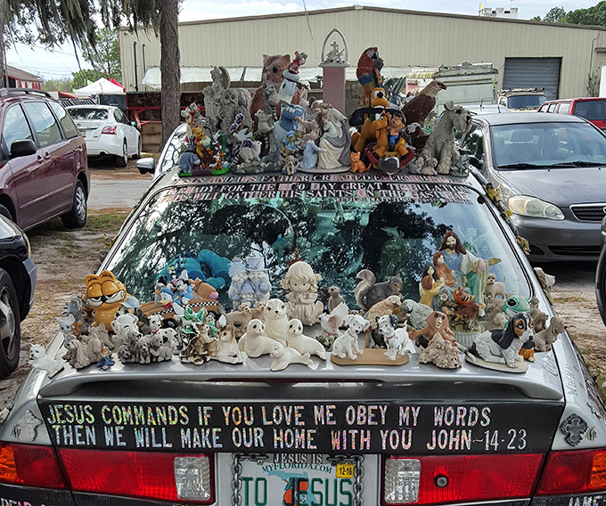 The art car that proves one person's religious devotion can become everyone else's roadside conversation starter. Florida never disappoints.