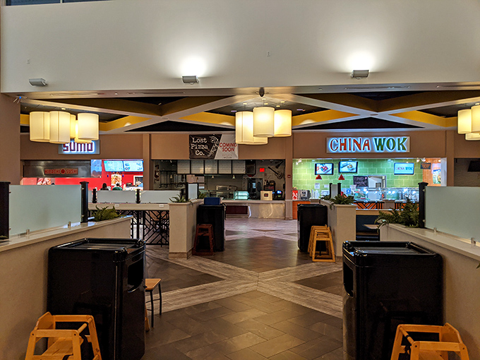 The food court&mdash;where international cuisines converge to refuel shoppers debating between the blue shirt or the slightly different blue shirt.