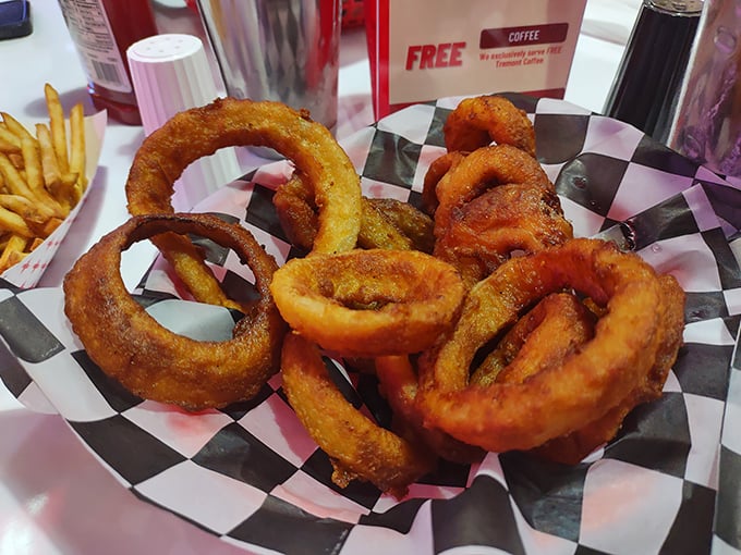 Onion rings with the perfect crunch-to-squish ratio. Golden halos of flavor that make regular fries jealous of their superior form.