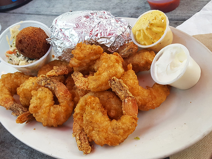 These golden-fried shrimp aren't just seafood; they're little crescents of happiness that make you wonder why you'd eat anything else.