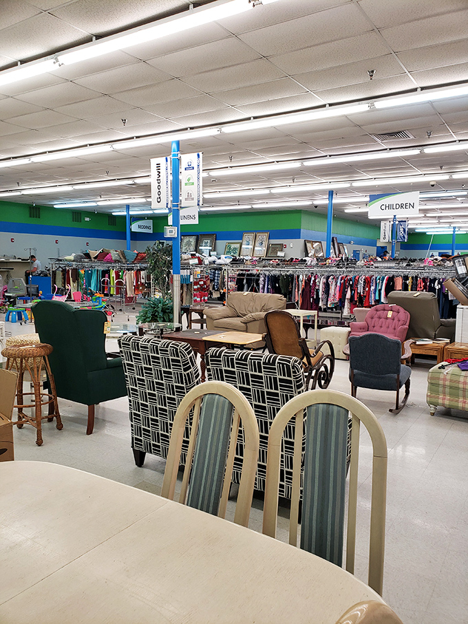 The furniture family reunion! Mid-century meets Florida casual in this eclectic living room waiting to be dismantled and rehomed.