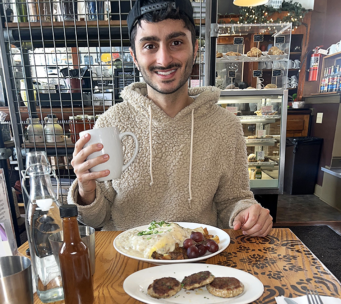 The universal expression of someone who's just discovered why locals keep this place in their regular rotation.