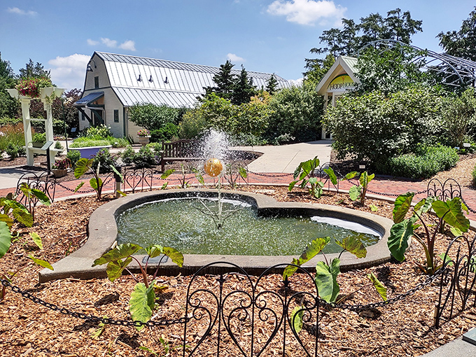 A heart-shaped pond proves that even landscape architects are hopeless romantics. Water features: the jewelry of any self-respecting garden.