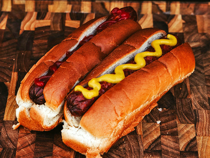 Hot dogs dressed in their Sunday best&mdash;with mustard applied in that perfect zigzag that somehow makes everything taste better.