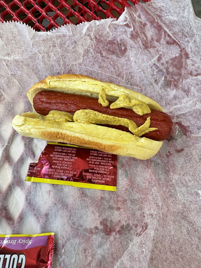 Even the hot dogs get the royal treatment, nestled in that perfect roll with a generous slathering of mustard.