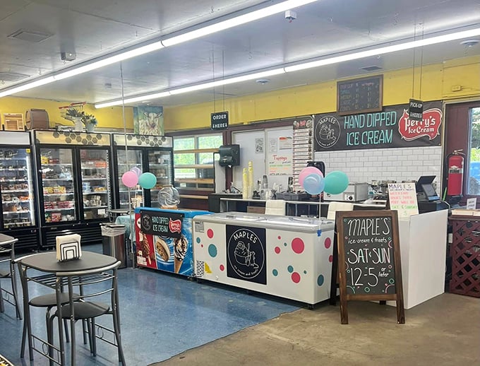 Maple's Ice Cream counter – where hand-dipped scoops become the well-deserved reward for successful bargain hunting.