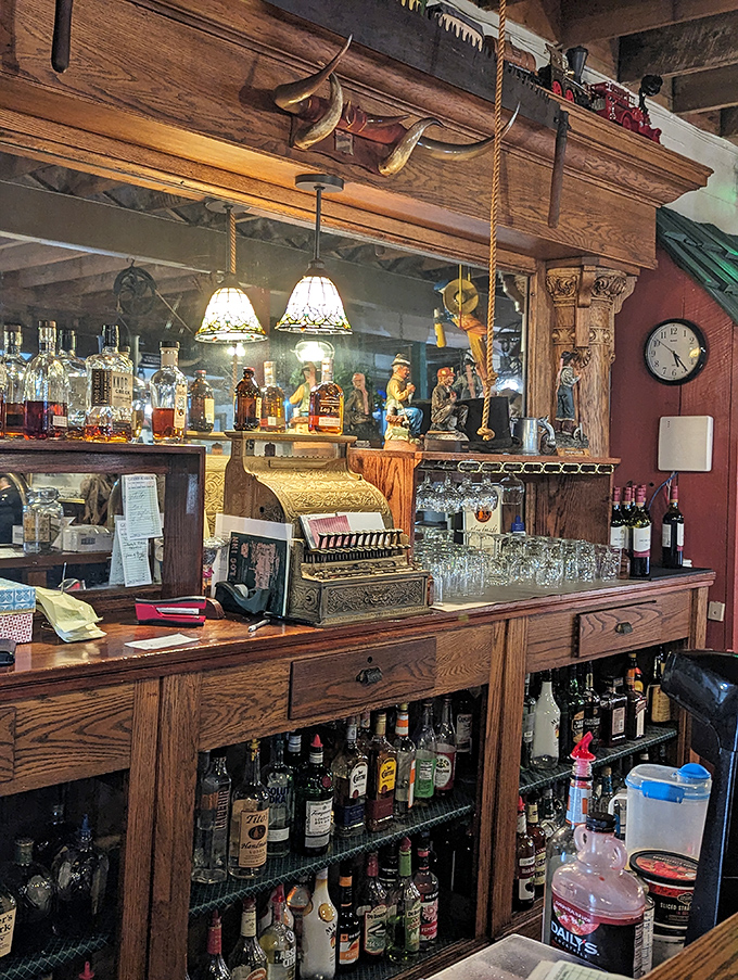 The antique bar area showcases the building's history, with vintage fixtures and enough spirits to warm you on the coldest Indiana evening.