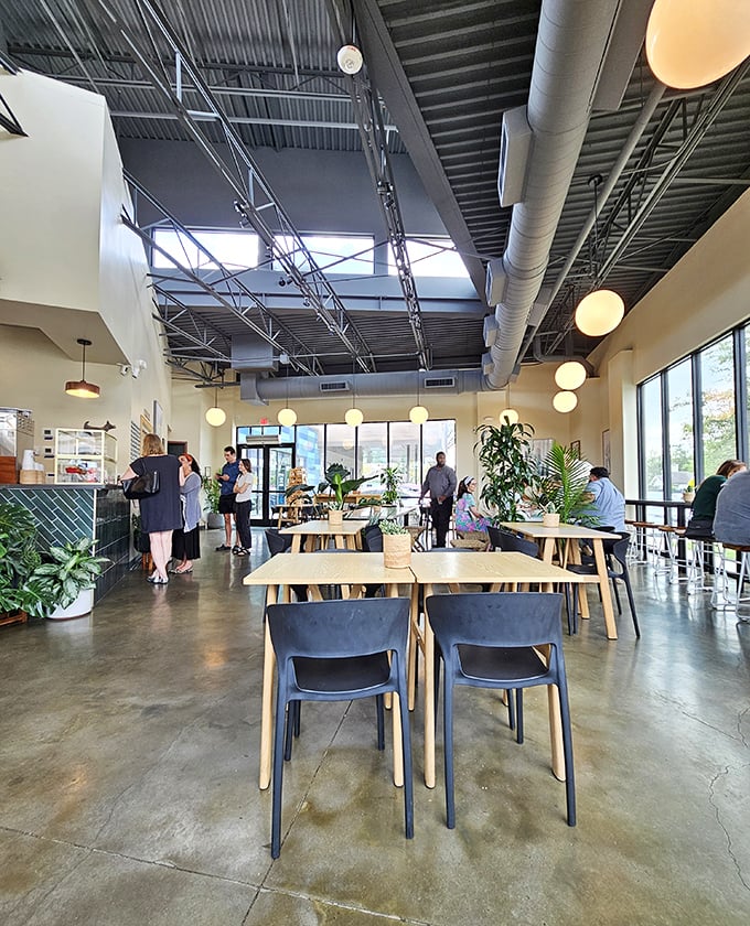 The dining room buzzes with the energy of food pilgrims who've found their shrine. Light floods in, illuminating happy faces and empty plates.