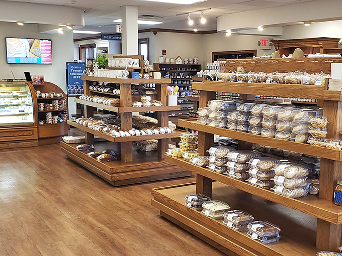 A bakery section that makes "I'm just looking" the biggest lie told in Shipshewana, as resistance proves mathematically impossible.