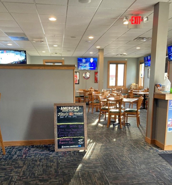 Another dining area waits for the overflow crowd, because when word gets out about food this good, you need extra seating.