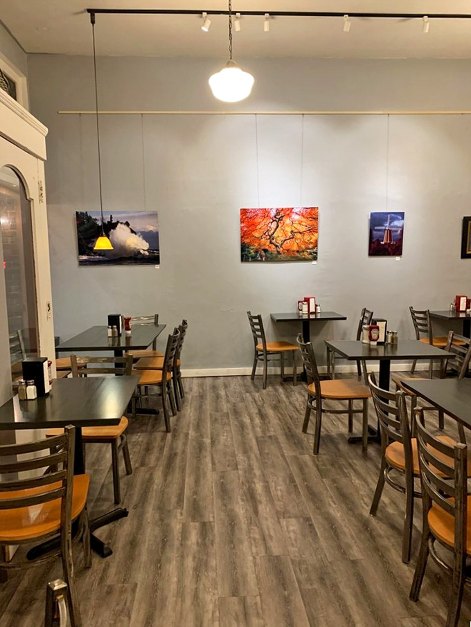 Another angle of the dining room reveals thoughtfully placed local photography. A feast for the eyes before the feast for the stomach.