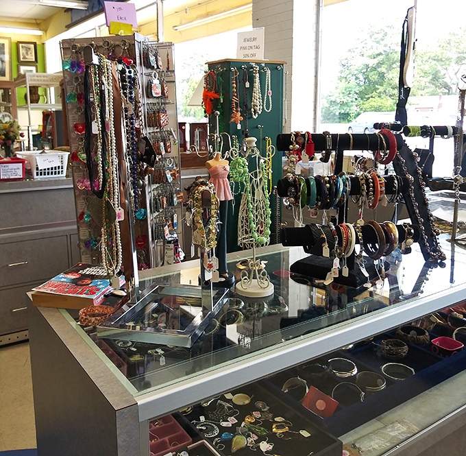 Jewelry displays that rival department stores. From statement necklaces to delicate bracelets, these accessories are waiting for their second act. 