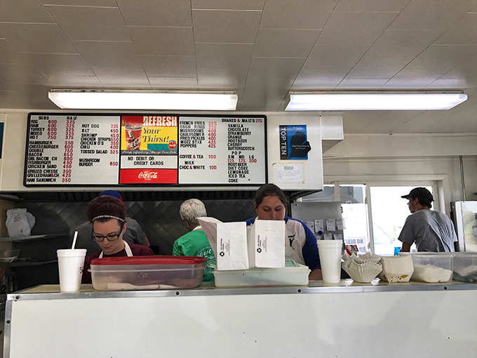 Behind the scenes where the magic happens – a kitchen dedicated to old-school burger artistry.