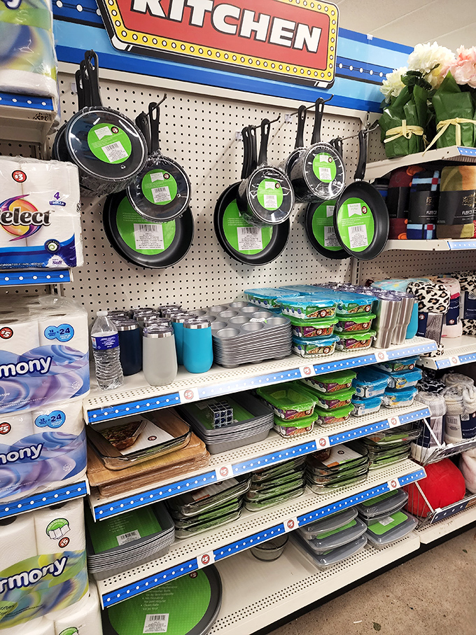 The kitchen section that's launched a thousand first apartments. These pans have witnessed more college cooking experiments than any dormitory microwave.
