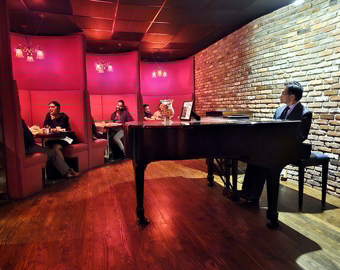Live piano music transforms dinner into an event&mdash;the soundtrack to your steak adventure played on polished ebony and ivory.
