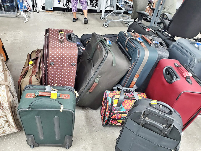 Luggage with stories to tell, waiting for new adventures. These suitcases have probably seen more exotic locations than most travel influencers.