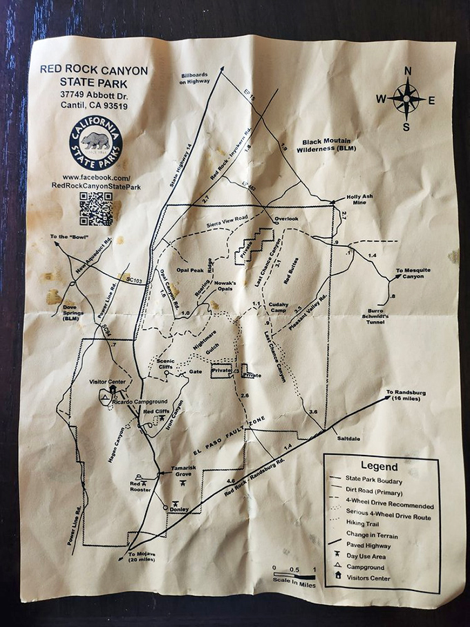 Treasure map to geological wonders. This well-worn guide reveals the park's hidden gems and helps visitors navigate its 27,000 acres of desert beauty.