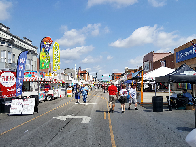 Festival time in Bucyrus means closed streets, open hearts, and food vendors offering everything from classic fair treats to the town's famous bratwurst.