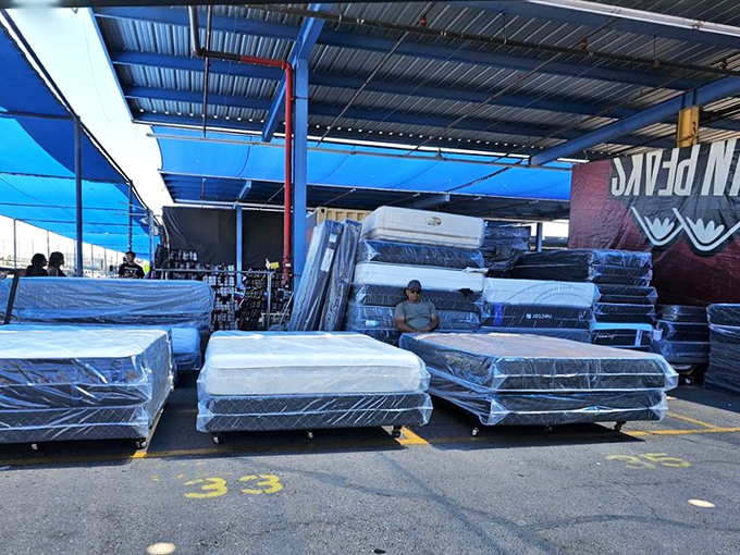 Mattresses stacked like comfortable clouds, offering sweet dreams at prices that won't cause nightmares.