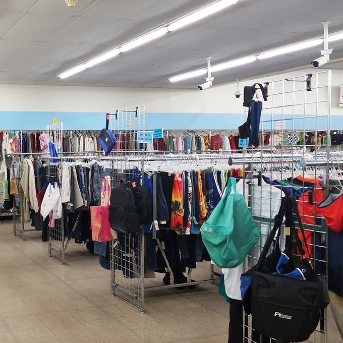 The men's department: where yesterday's business casual meets tomorrow's vintage find in a parade of practical possibilities.