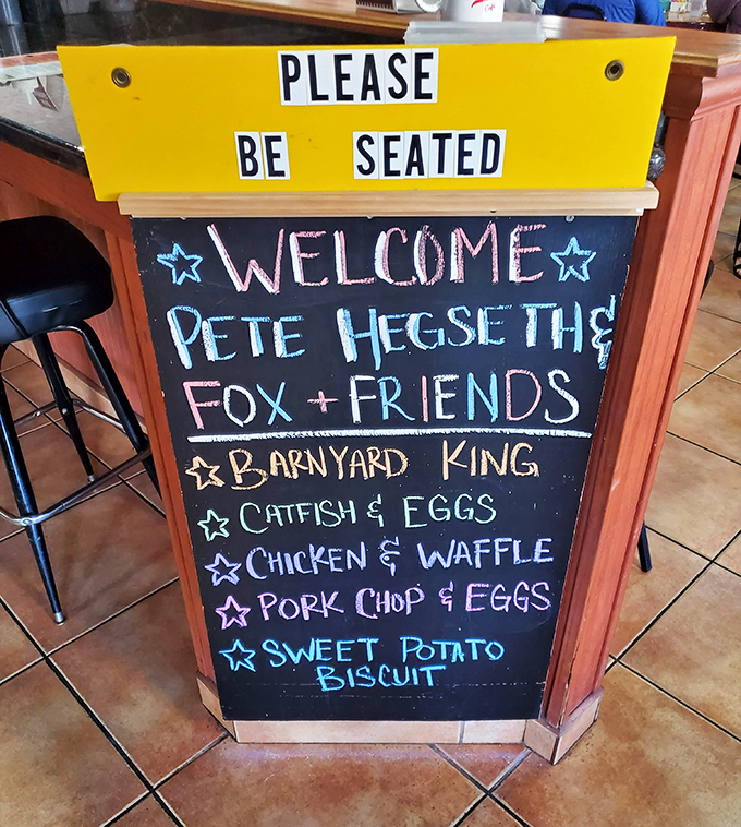 Daily specials scrawled in colorful chalk promise adventures beyond the regular menu. Like a breakfast lottery where everyone wins.