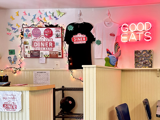 Even the merchandise whispers "Good Eats," because some places understand branding comes from the heart first.