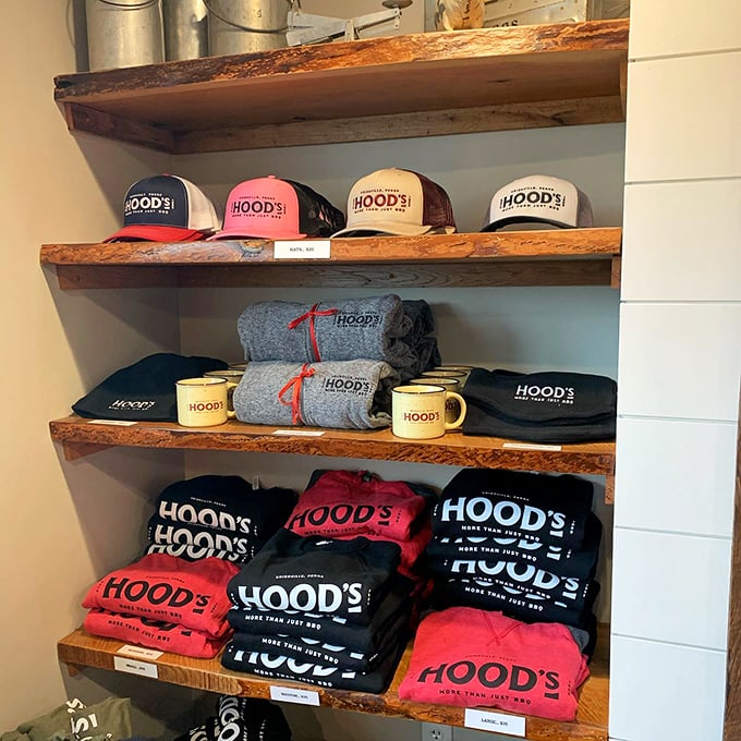 Hood's merchandise wall: for when you need to take the memory home or prove to skeptical friends that heaven does exist in Pennsylvania.