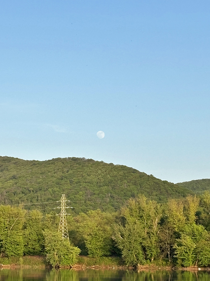 Even the moon can't resist visiting Susquehanna State Park, hanging low over tree-covered hills like nature's own nightlight.