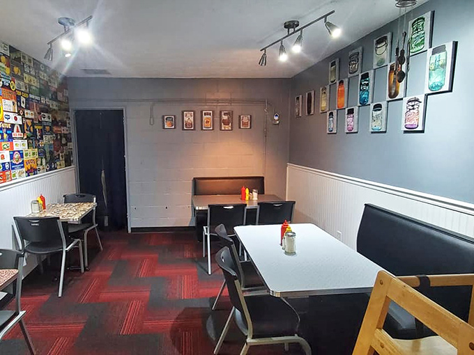 The dining room's Mason jar gallery wall isn't just decoration &ndash; it's a shrine to preservation, both of food and the tradition of gathering around a table.