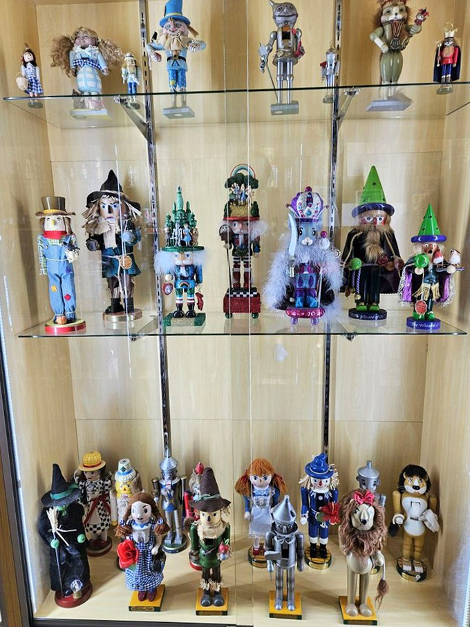 Nutcrackers get the Oz treatment in this delightful display case &ndash; proving there's no place like home for the holidays in Emerald City.