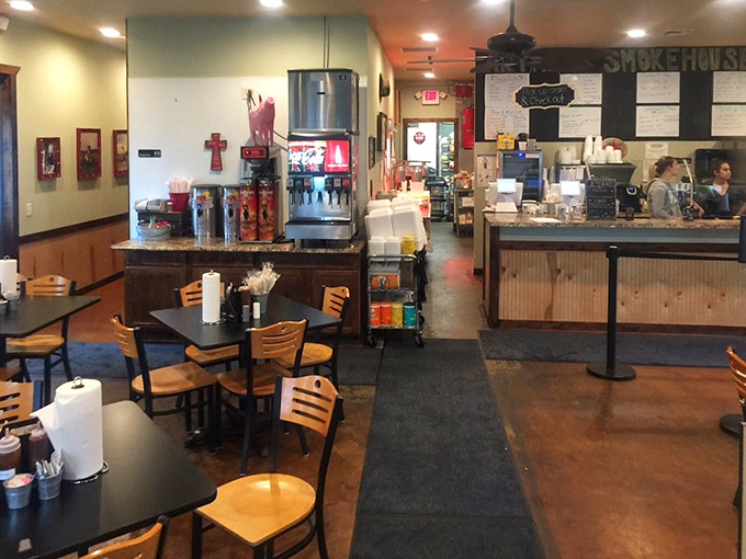 The counter service setup keeps things moving, but nobody's rushing. That sweet tea dispenser works overtime in Florida's heat.