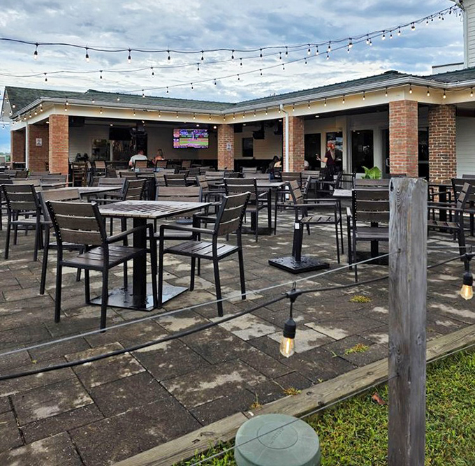 Outdoor dining where the Blue Ridge air serves as the perfect aperitif and string lights create an atmosphere worth lingering in.