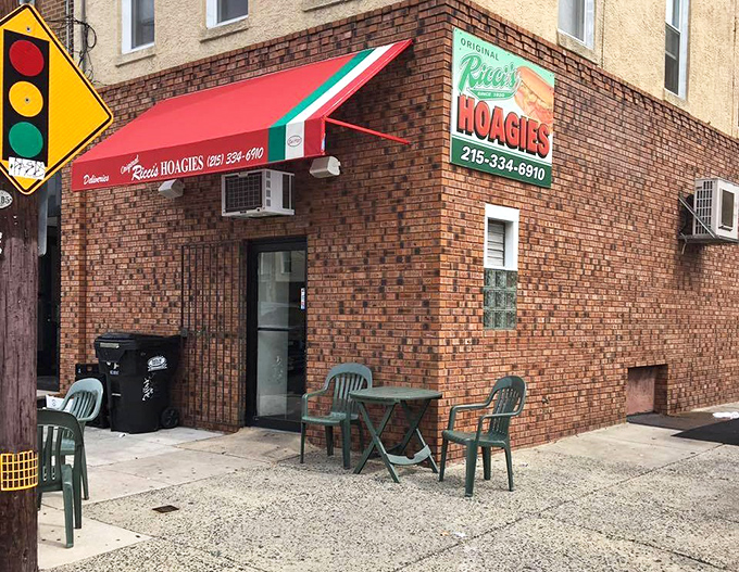 A simple table and chairs outside offer the perfect perch for hoagie enjoyment&mdash;sometimes the best dining rooms have no walls.