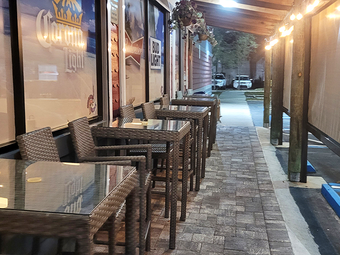 Outdoor seating for those perfect Florida evenings when the humidity takes a rare break and the mosquitoes call in sick.
