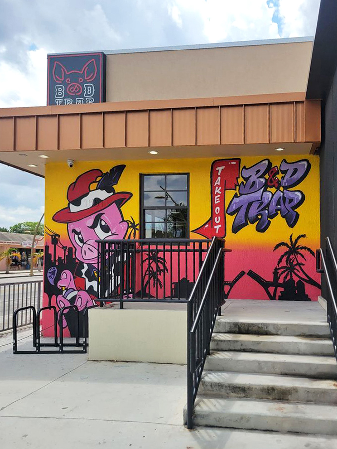 The covered outdoor dining area—where strangers become friends united by the universal language of "mmm" and "pass the napkins."