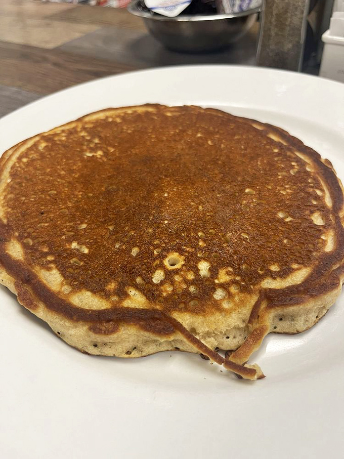 A perfectly golden pancake that's achieved that mythical balance&mdash;crisp edges, fluffy center. Some might call it just a pancake; I call it breakfast nirvana.