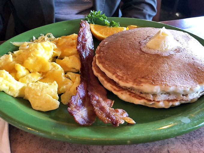 Pancakes that don't need Instagram filters &ndash; just honest, fluffy discs of joy with bacon that's achieved that perfect balance between chewy and crisp.
