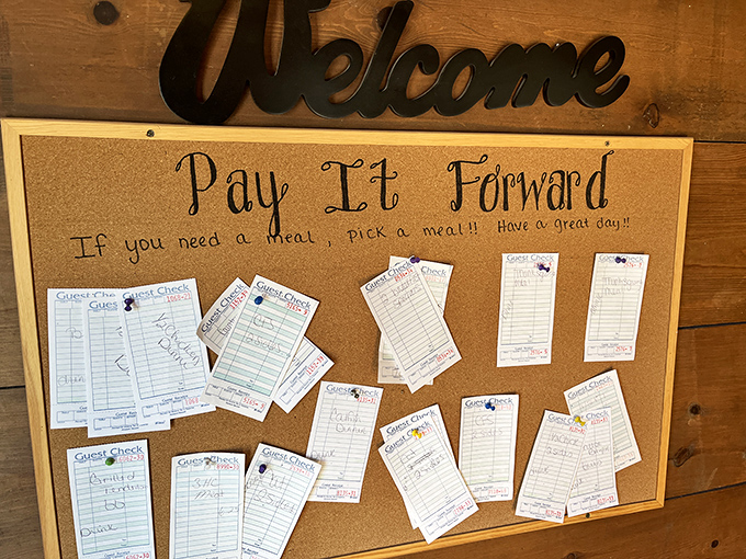 The "Pay It Forward" board isn't just decoration&mdash;it's a testament to the community spirit that makes small-town cafes the true social networks of rural America.