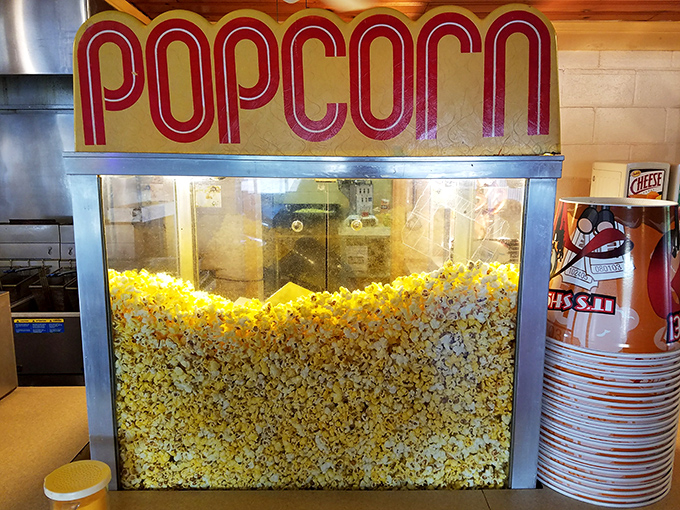 The popcorn machine&mdash;hypnotic in its golden abundance, promising that perfect combination of salt, butter, and nostalgia with every kernel.