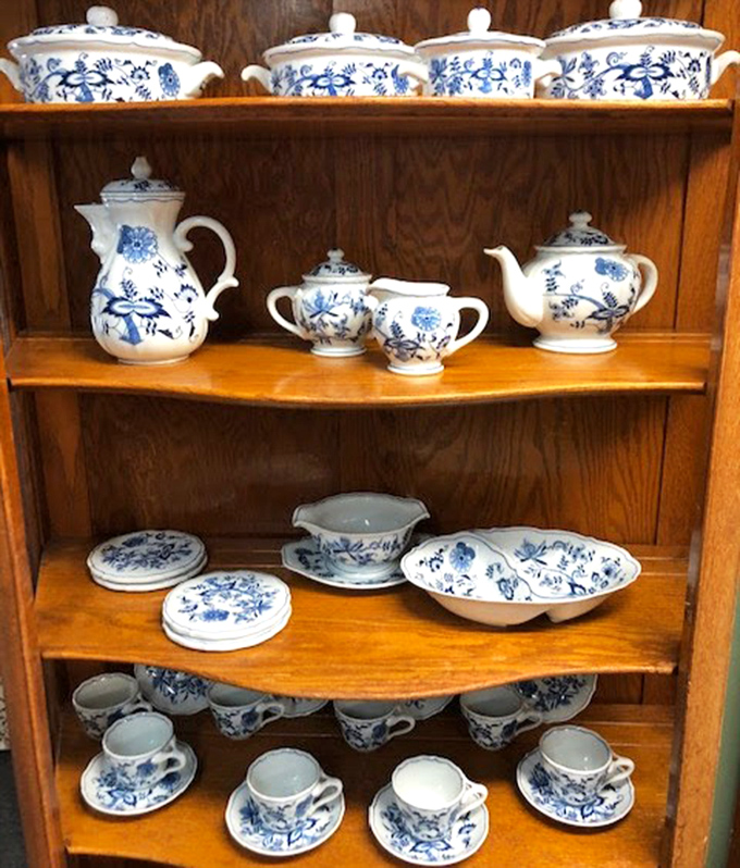 Blue and white porcelain that would make your dinner guests think you inherited from royalty. Delicate teacups waiting for their next gossip session.