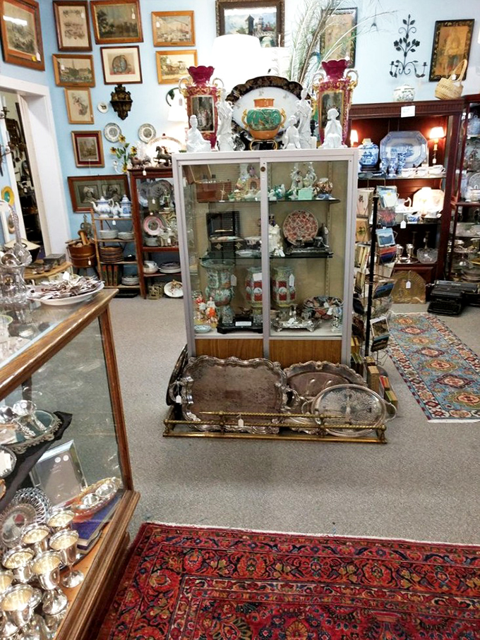 Every corner reveals new treasures, with Oriental rugs guiding you through a maze of carefully arranged collectibles and antiques.
