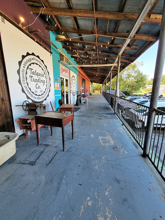 The covered porch offers a moment to catch your breath between treasure hunting expeditions. Florida's version of a front porch philosophy club.