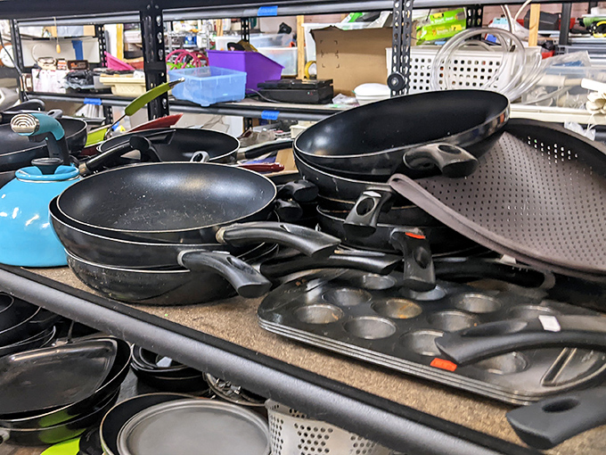 Cast iron heaven! These seasoned pans have cooked thousands of meals and are ready for thousands more. Non-stick has nothing on these veterans.
