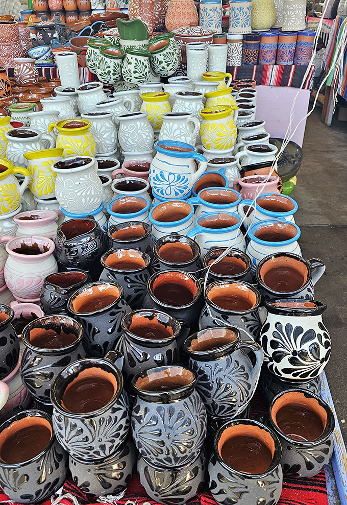 Pottery paradise! These handcrafted vessels bring artisanal charm to any shelf, countertop, or windowsill lucky enough to host them.